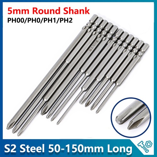 5mm Round Shank Phillips Screwdriver Bits PH Magnetic Impact Power ...