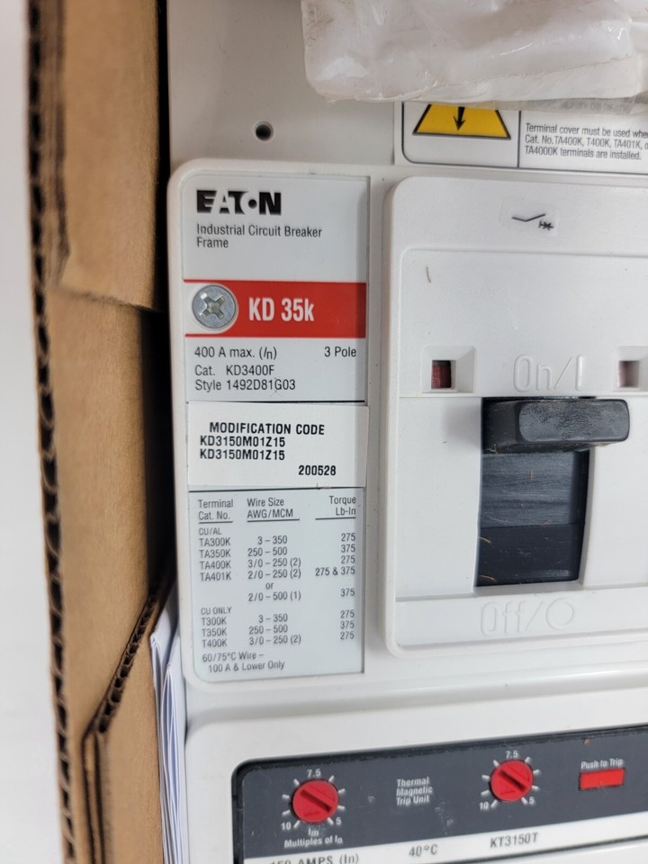 Eaton Cutler Hammer 150A 3P 600V KD 35K Industrial Circuit Breaker ...