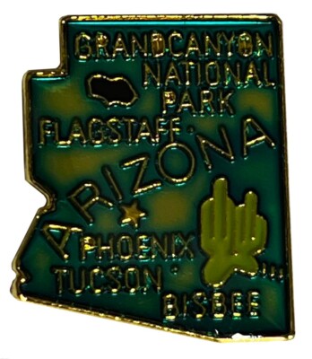 Vintage Arizona State Map Lapel Hat Pin Desert Cactus Travel Souvenir ...