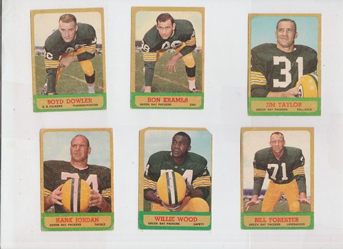 (6) 1963 TOPPS JIM TAYLOR LOT ($50) KRAMER JORDAN WOOD DOWLER FORESTER ...