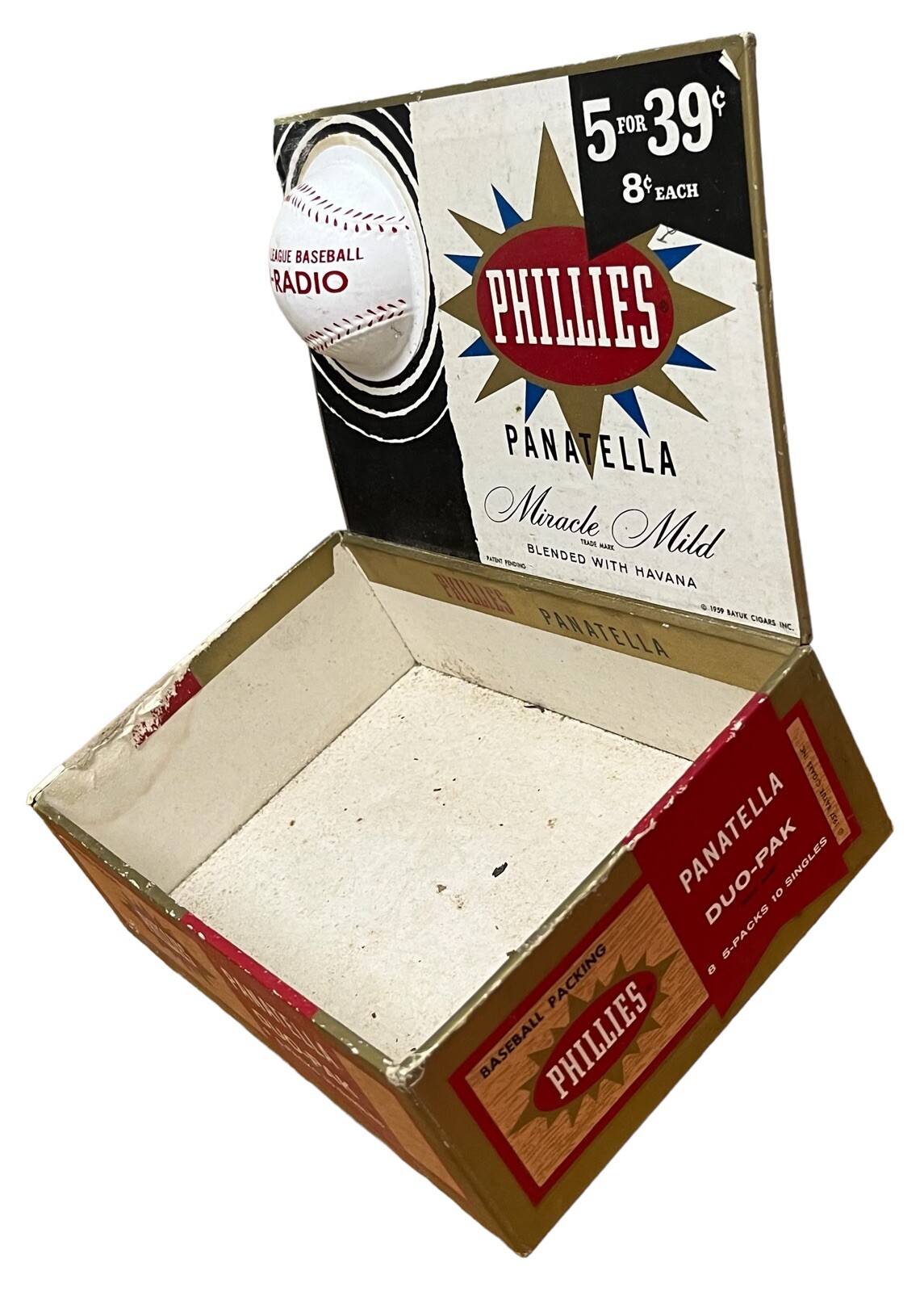 Vintage 1950's Phillies Baseball TV-Radio 3D Baseball Panatella Cigar ...