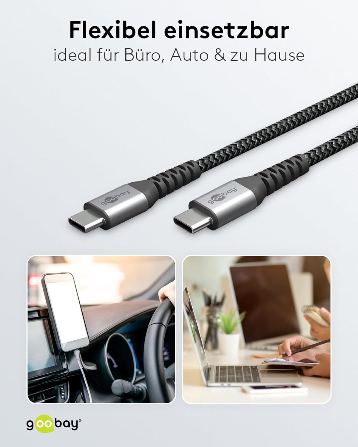 goobay 49303 Fast Charging Cable USB C 60 W 20 V/Extremely Robust ...