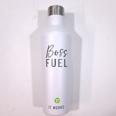 IT WORKS 16 Oz Water Bottle Hot & Cold Thermos Hot White Boss Fuel HE ...