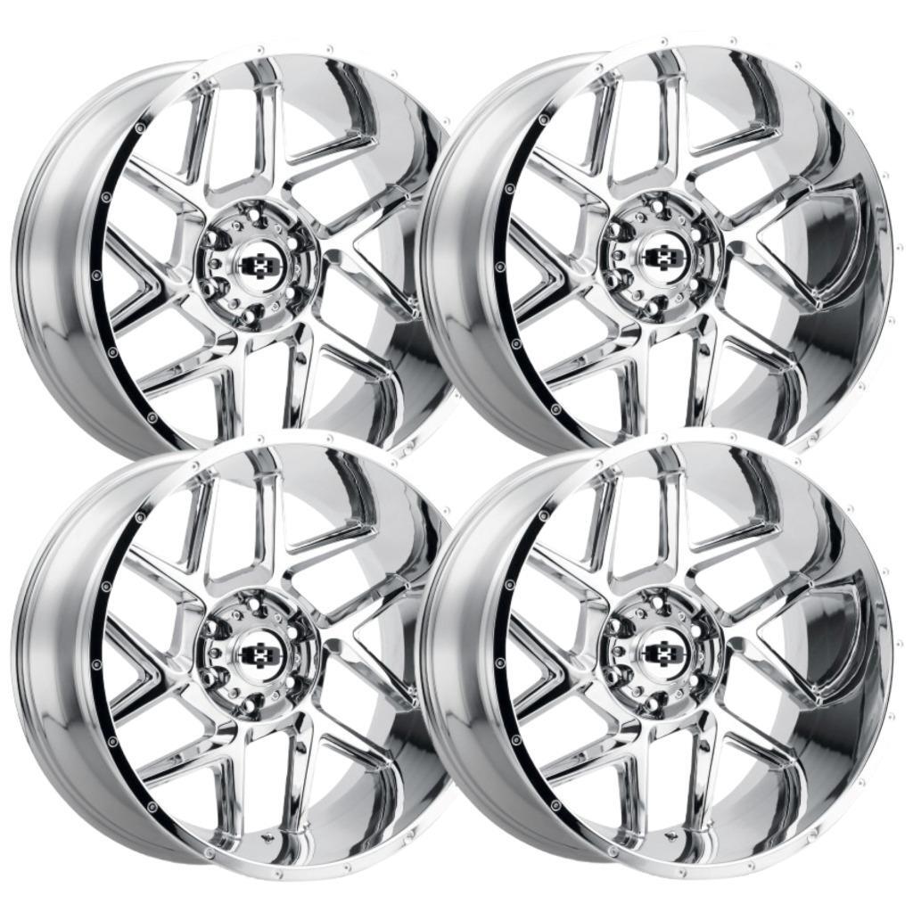 (Set-4) Vision 360 Sliver 20x12 8x6.5 -51mm Chrome Wheels Rims 20 Inch ...