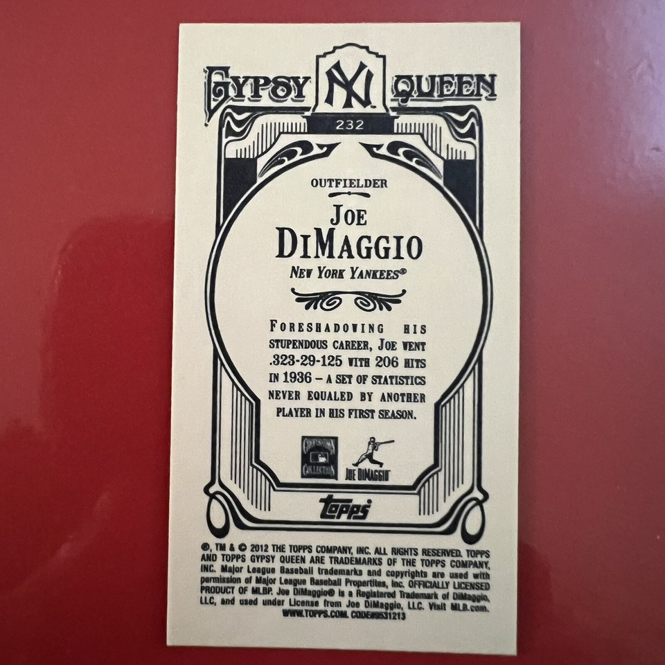 2012 Topps Gypsy Queen Mini Green Joe DiMaggio #232 HOF | eBay