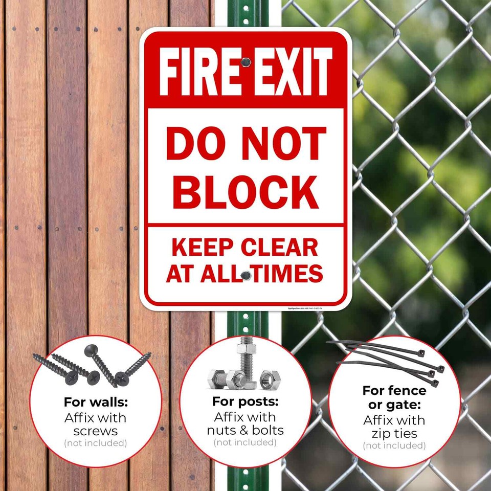Fire Exit Sign, Do Not Block Keep Clear at All Times Safety Sign, | eBay