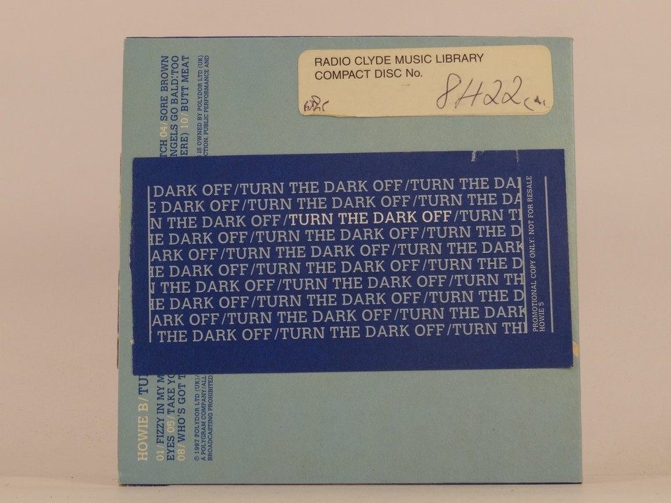HOWIE B TURN THE DARK OFF (94) 10 Track Promo CD Album along with Card ...