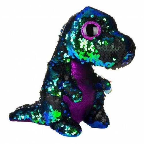TY BEANIE BABY BOOS FLIPPABLES Glitter Sequin Crunch Dinosaur 364305 ...