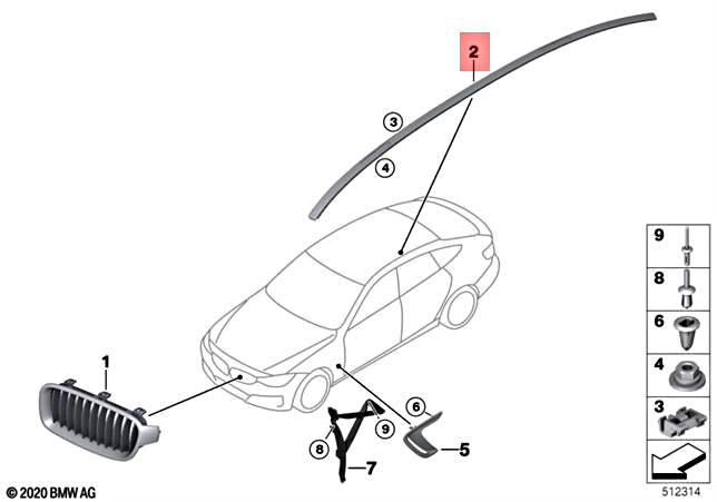 BMW 51137338836 Genuine OEM Roof Molding for sale online | eBay