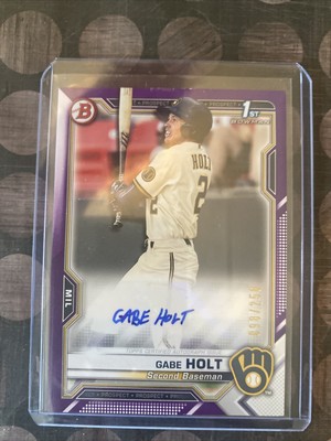 2021 1st Bowman PAPR Gabe Holt RC AUTO Purple # /250 - Milwaukee ...