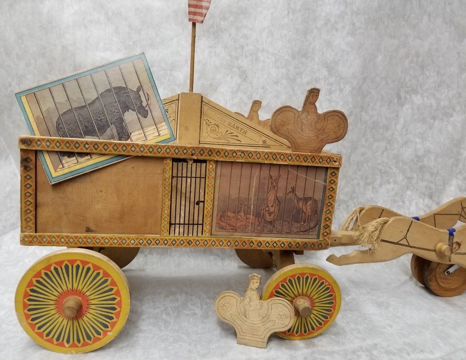 1880's Antique Reed Co. Wood Toy Menagerie Circus Wagon Multi-piece ...