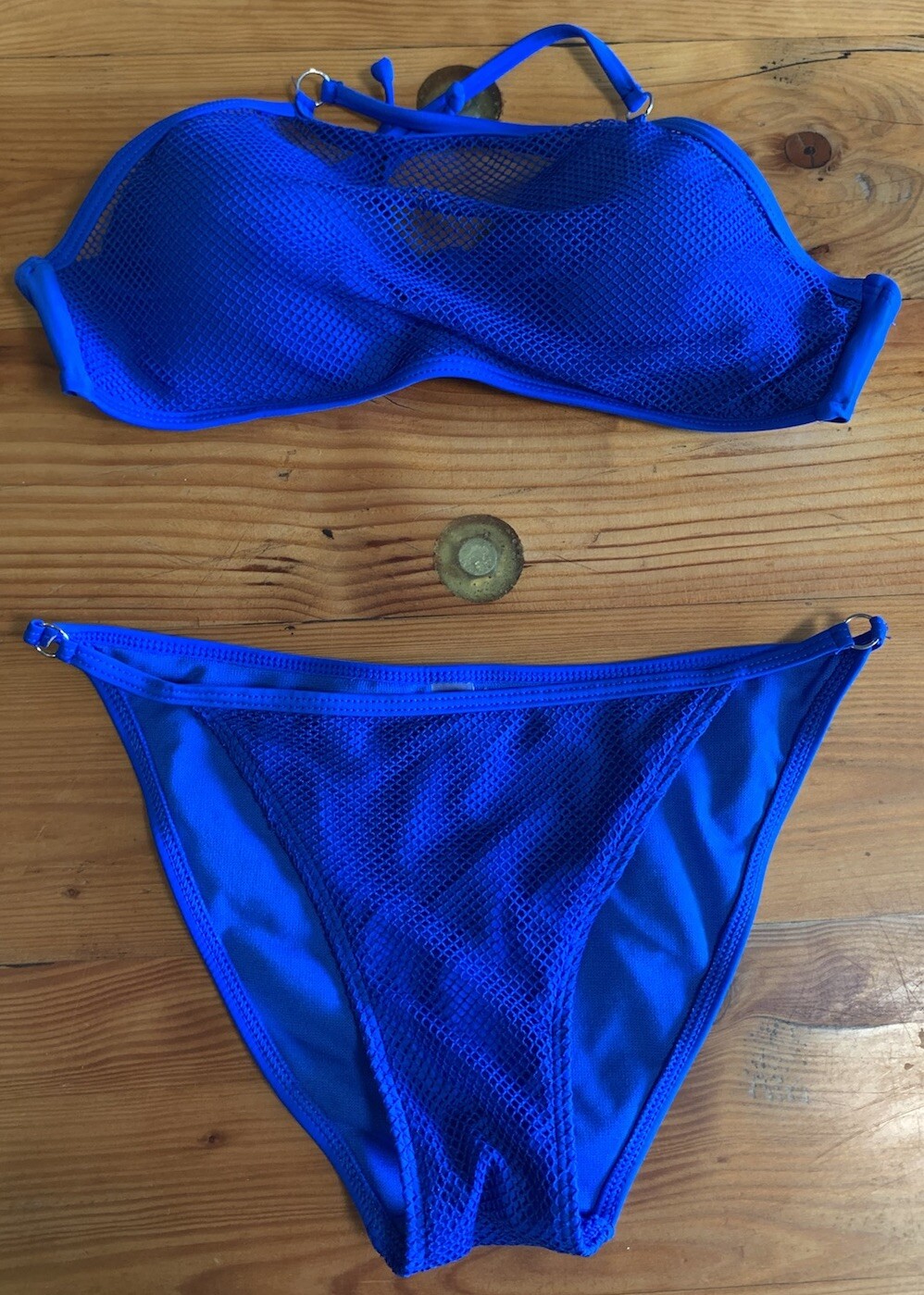 TiniBikini Cobalt Blue Mesh High Neck String Bikini S… - Gem