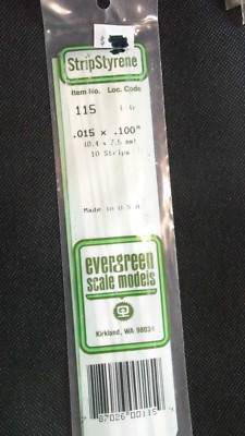 Evergreen Scale Models #115 Strips (.015" X .100" X 14") Opaque White ...