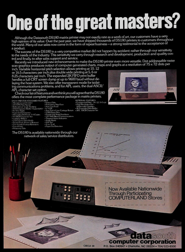 1982 Datasouth DS180 Matrix Printer PRINT AD Retro Computers PC | eBay