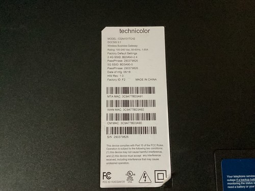 Technicolor Cga4131 DOCSIS 3.1 Business Router Wireless Gateway ...