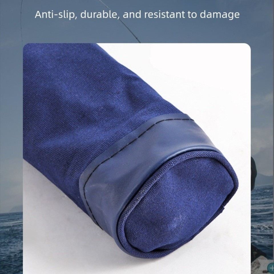 Canvas Folding Fishing Rod Bag with Elastic Closure Large Capacity for ...