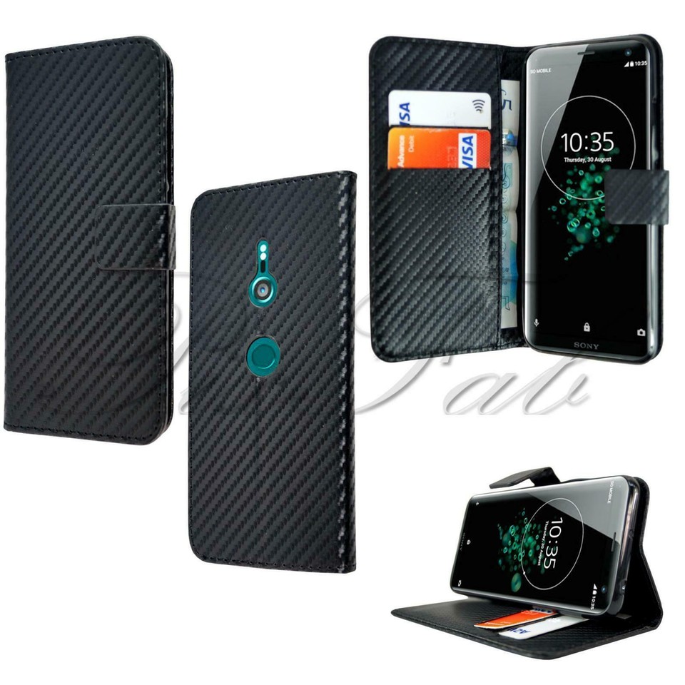 Para Sony Xperia XZ3 H8416/H9436 Nuevo Negro Cuero Rosa Libro Cartera ...