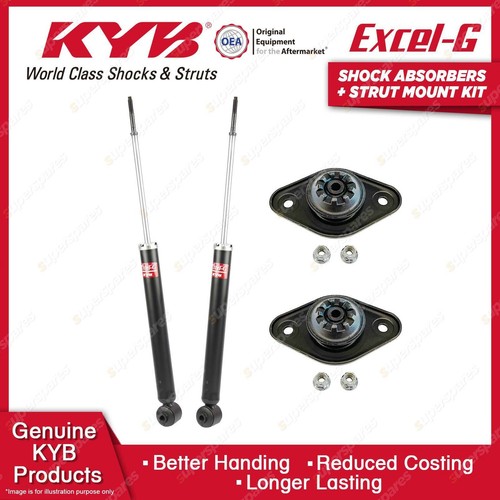 Pair Rear KYB Shock Absorbers + Strut Mount Kit for Kia Rio JB G4ED ...