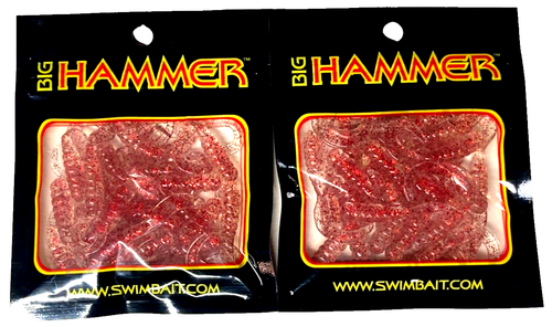 Big Hammer 1 3/4" Grub Clear Red Flake 25 Count Bass Crappie Perch ...