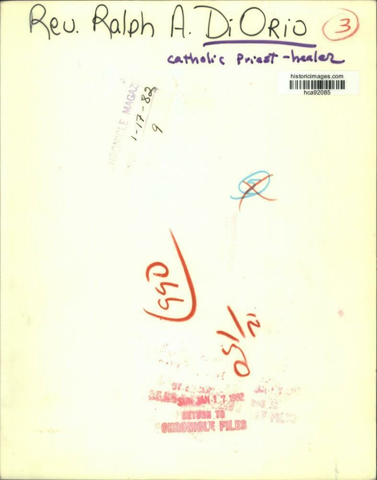 1982 Press Photo Reverend Ralph A. DiOrio, Catholic Priest and Healer ...