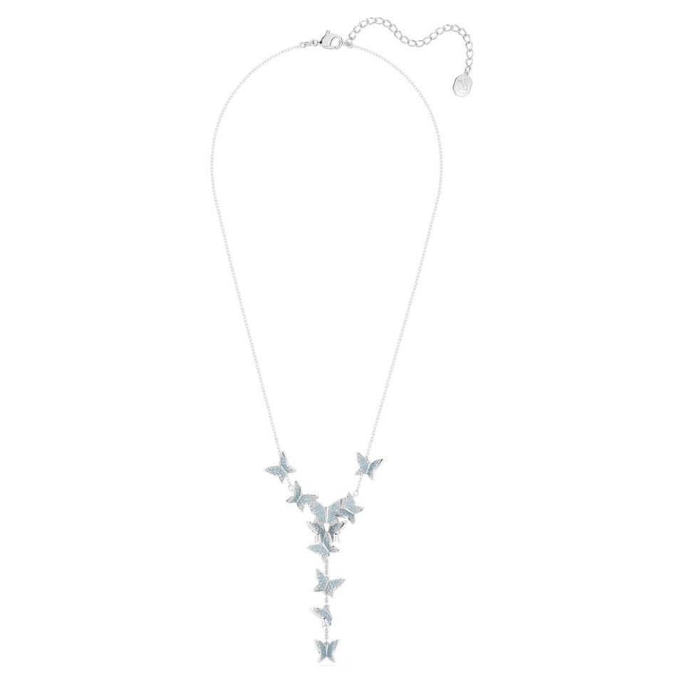 New Crystal Lilia Y Necklace, Butterfly, Blue, Rhodium Plated 5662179 ...