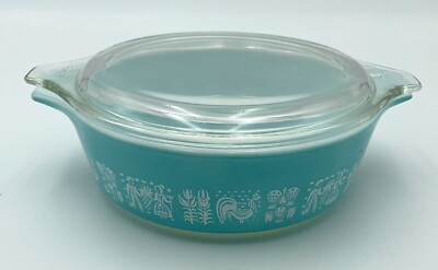 Vntg Pyrex Amish Butterprint Turquoise #471 - 1 PT Casserole w/#470-C ...