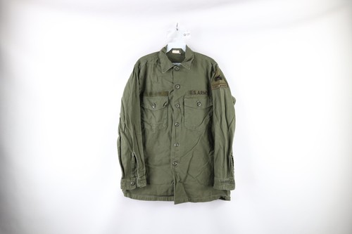 Vintage 60s Vietnam Era Mens 15.5 33 USATC Armor Sateen Cotton OG 107 ...