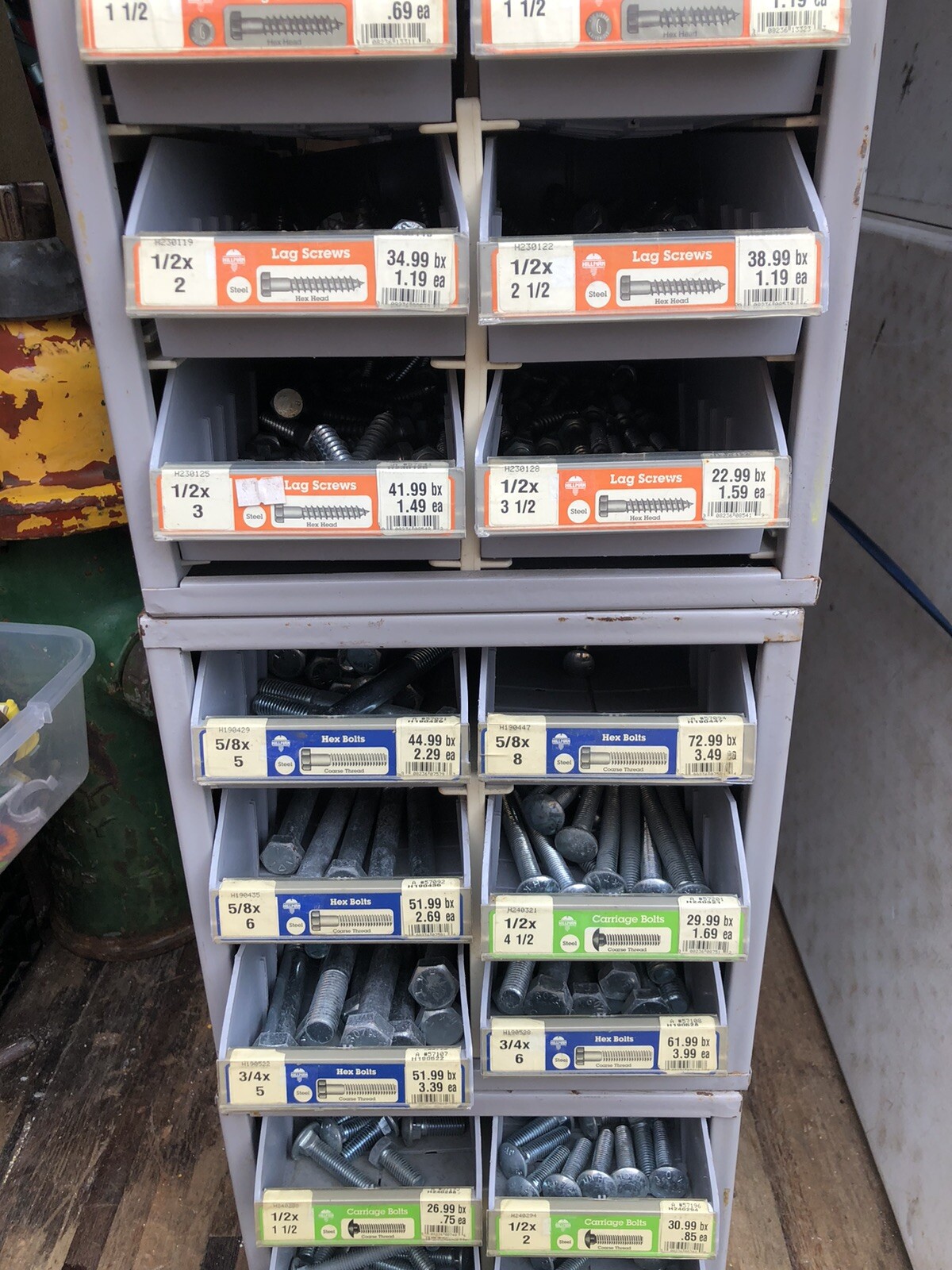 4 hillman hardware Storage cabinet Bins with hardware Please Read ...