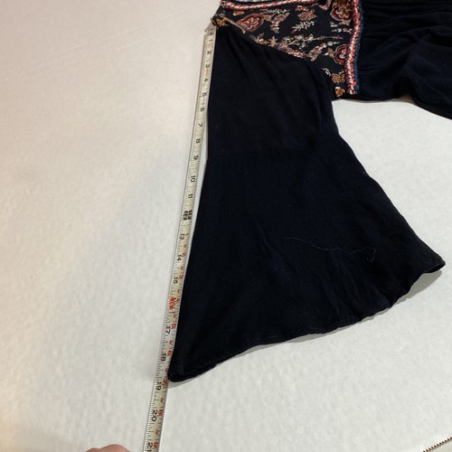 Hem and Thread Boho Chic Black Embroidered V-Neck Top with Bell Sleeves ...