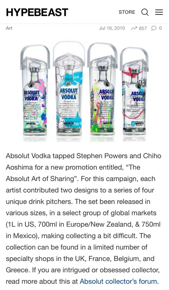 2010 Stephen Powers (ESPO) x Absolut Vodka Ice Cooler Decanter Graffiti ...