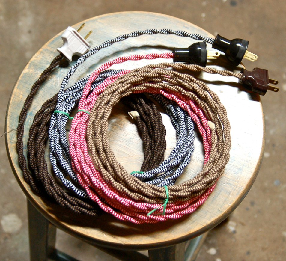 8' Twisted Cloth Covered Wire & Plug, Vintage Light Rewire Kit, Lamp ...