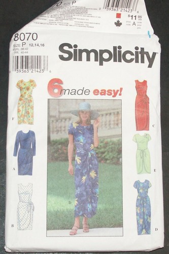 Simplicity 8070 Wrap Bottom Dress Sewing Pattern Size 12-16 for sale online | eBay