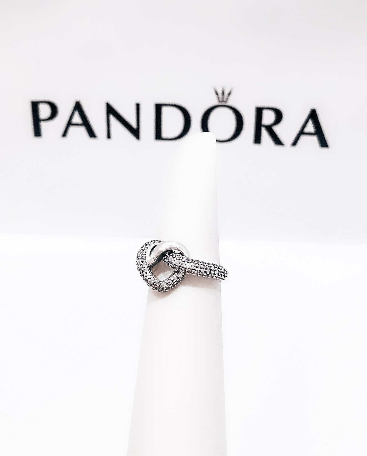 NEW 100% Authentic PANDORA SS 925 Ale Knotted Heart Love CZ Ring ...