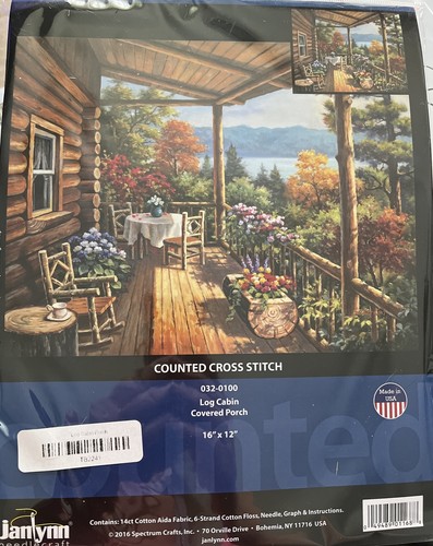 Log Cabin Covered Porch Counted Cross Stitch Kit 16"X12" 14 Count ...