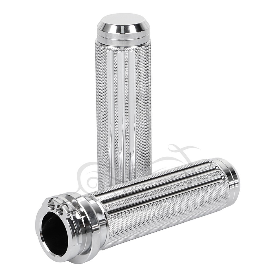 Chrome 1" Handlebar Hand Grip For Harley Touring Softail FXST Deluxe ...