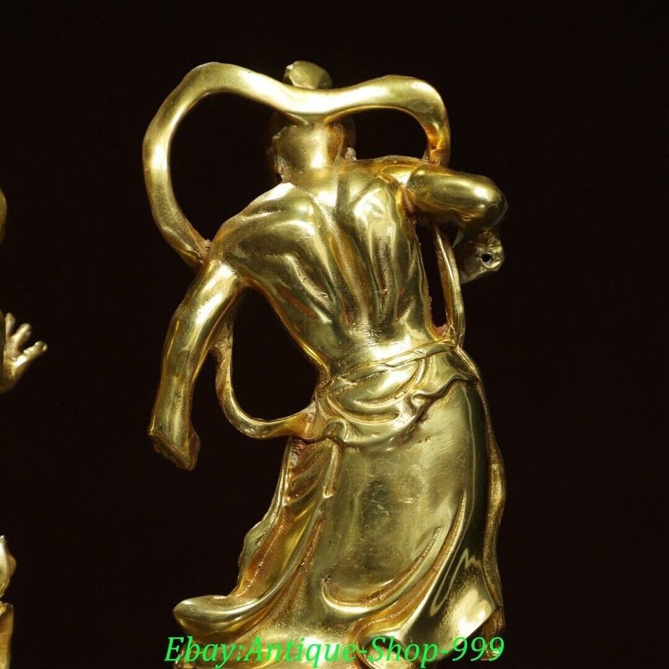 Chinese Bronze Gilt Door deity Heng Ha Two warrior Kings god Buddha ...