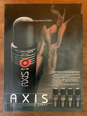 1987 AXIS Musk Deo-Cologne Spray Vintage Print Ad/Poster 80s Art Décor ...