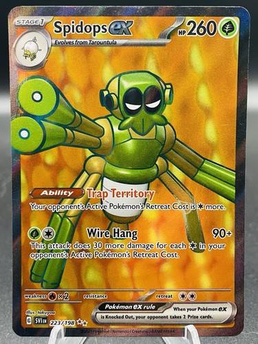 Pokemon Spidops ex 223/198 Scarlet & Violet Ultra Rare Full Art Holo LP ...