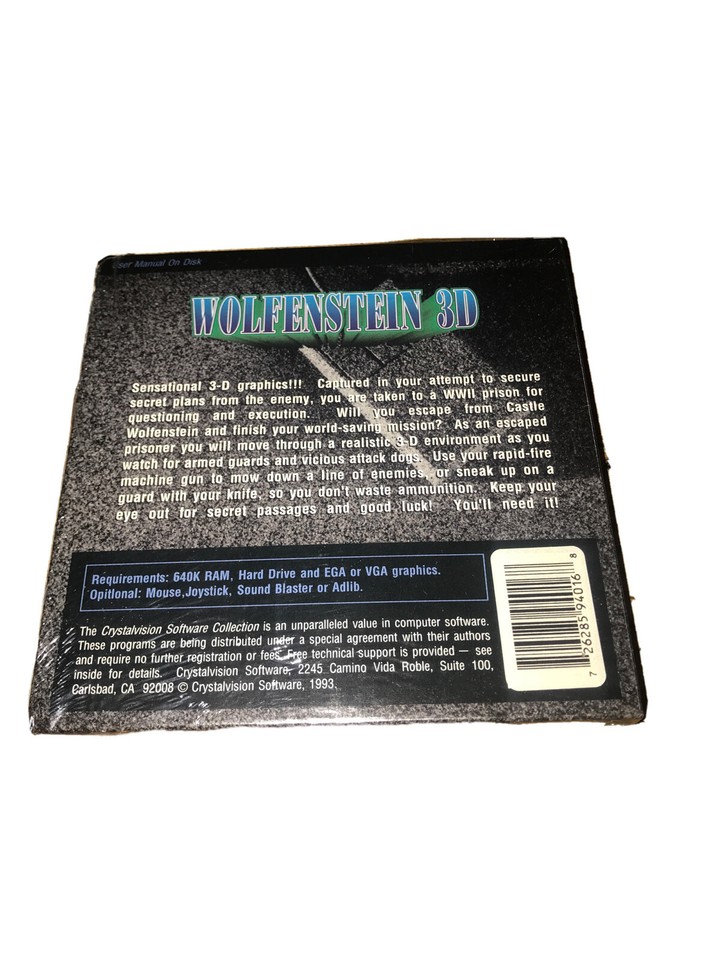 Sealed Wolfenstein 3D CrystalVision Software PC 3.5” Floppy Manual on ...