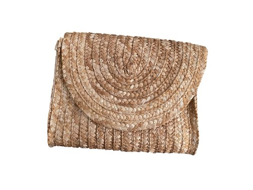 EWC Straw Envelope Oatmeal Color Summer Clutch Purse Bag With Magnetic ...