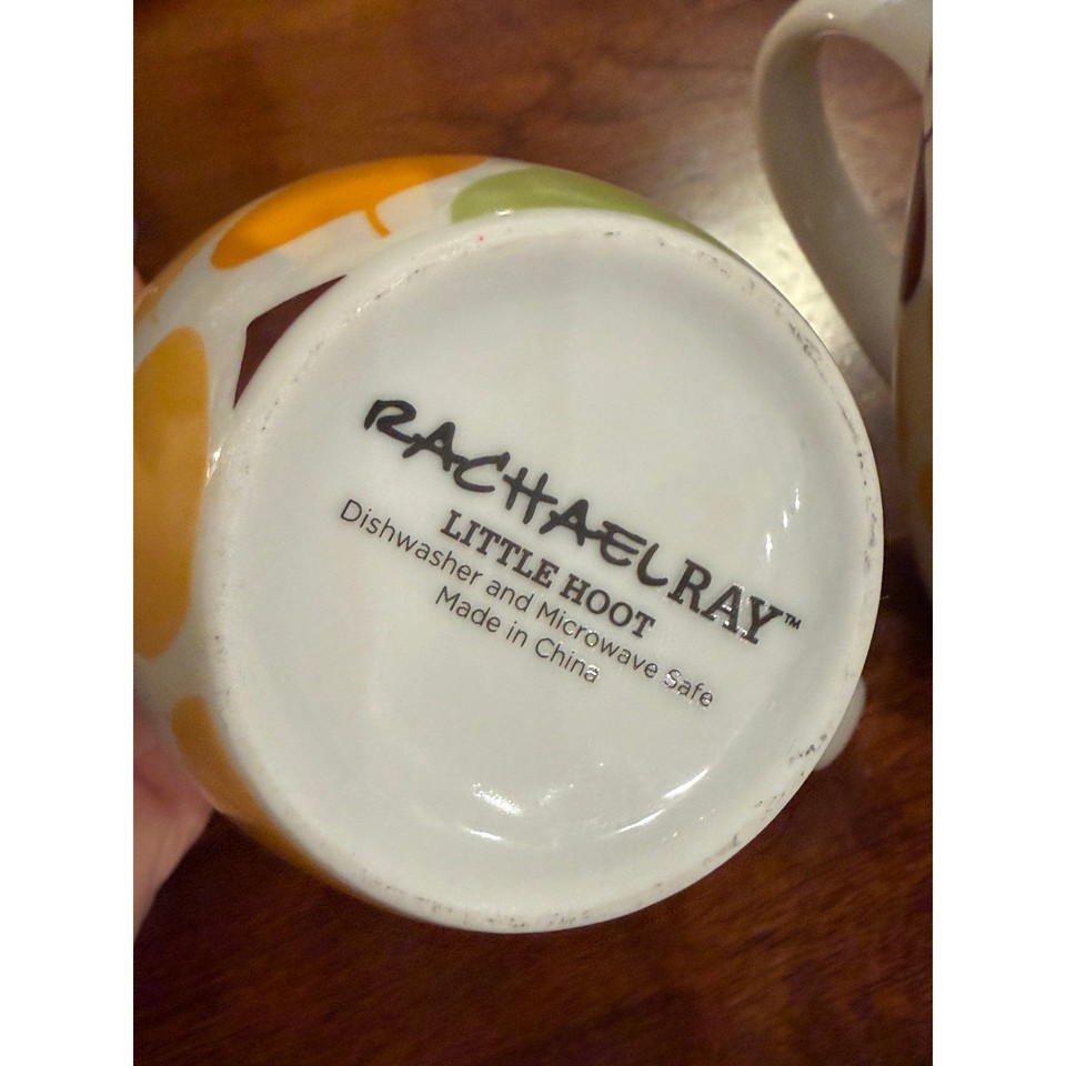 Rachael Ray Little Hoot Owl Leaf Pattern Coffee Mug Cup Set of 2 | eBay