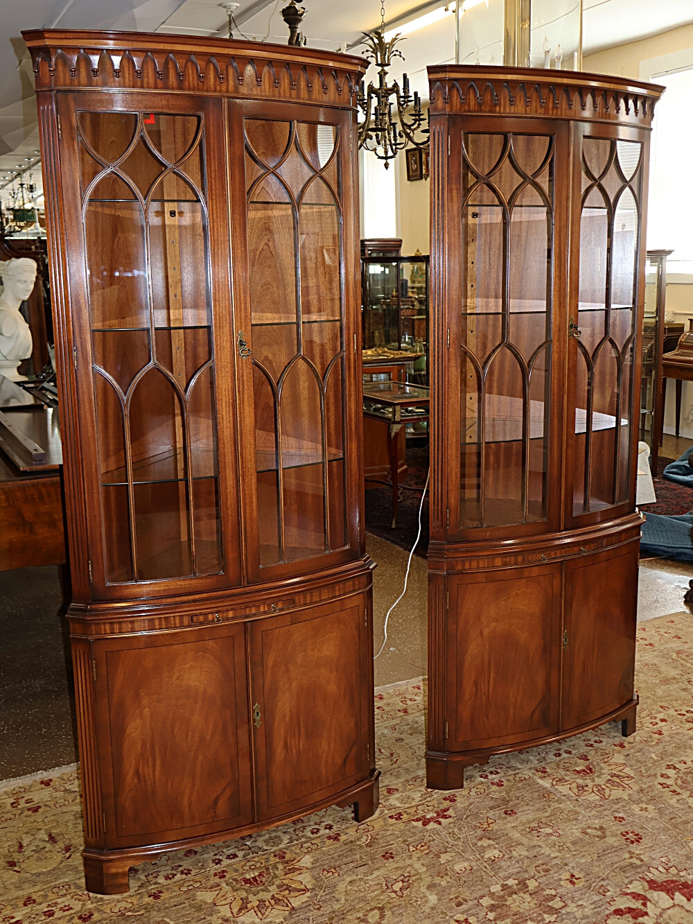 Pair of English Bevan Funnell Reprodux Mahogany Chippendale Corner ...