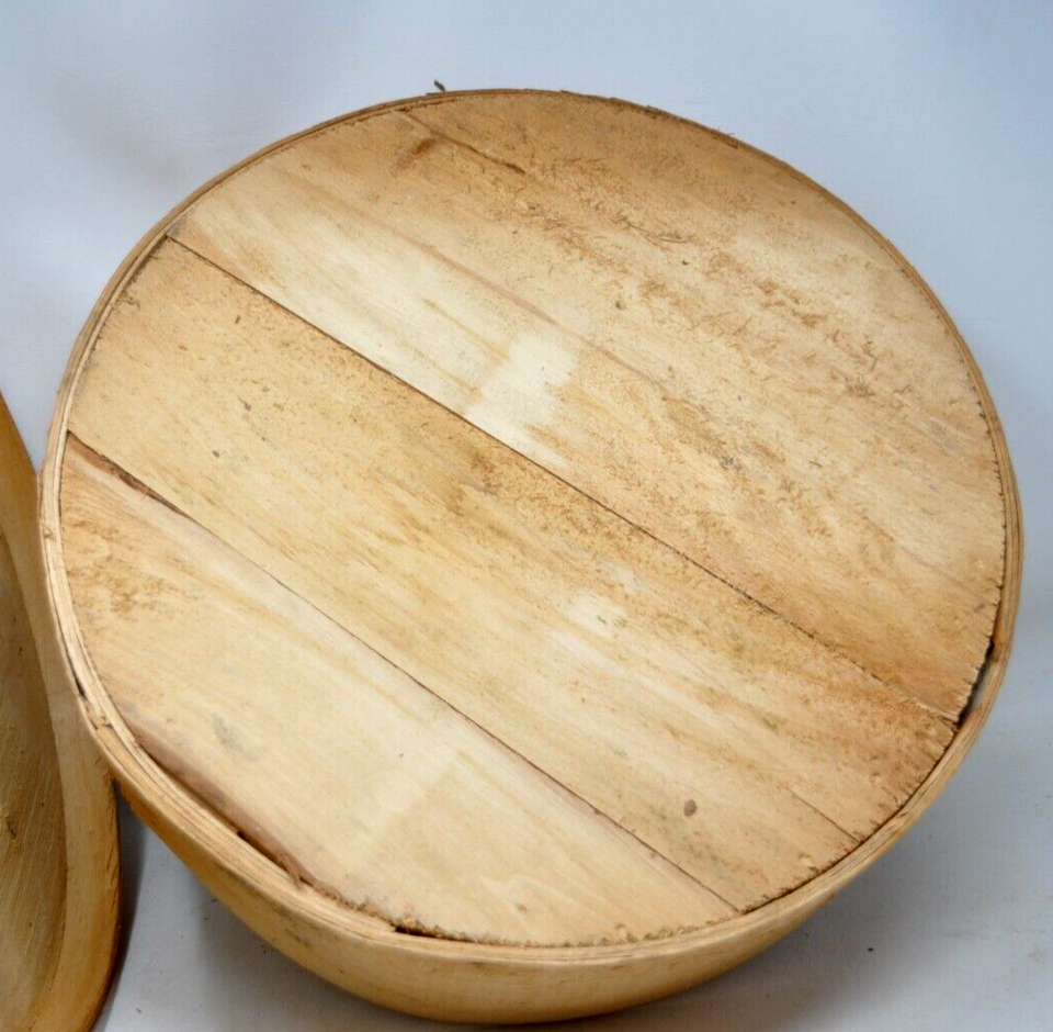 Vtg Primitive Round Banded Wood Wooden Cheese Wheel Box 15" x 5" | eBay