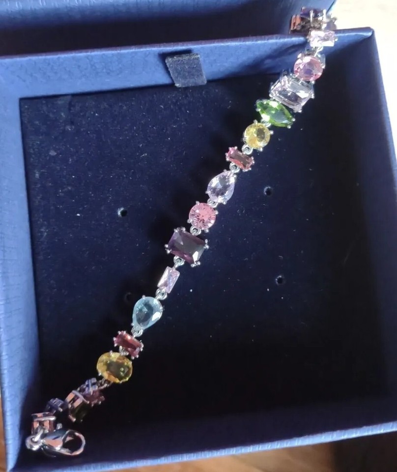 Swarovski Gema Bracelet, Mixed Cuts, Multicolored, Rhodium Plated ...