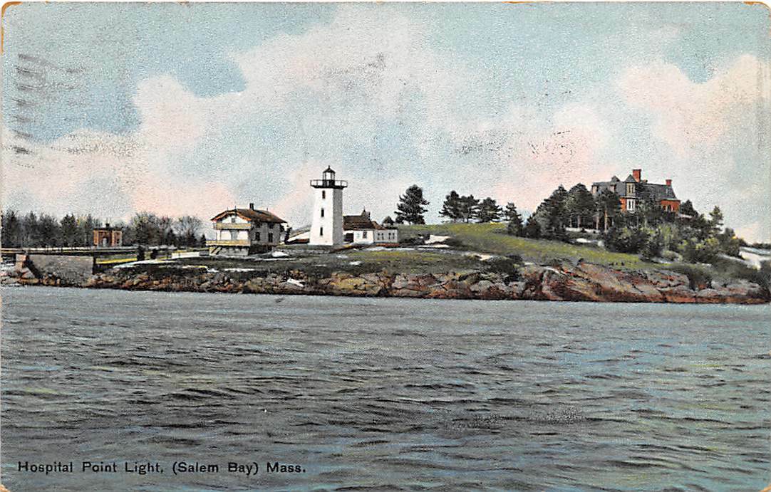 Hospital Point Lighthouse Salem Bay Massachusetts 1910 postcard | eBay