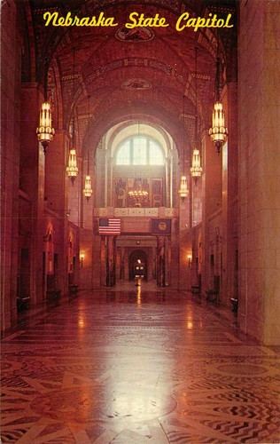 Postcard Nebraska State Capitol Interior Main Hallway Unposted | eBay