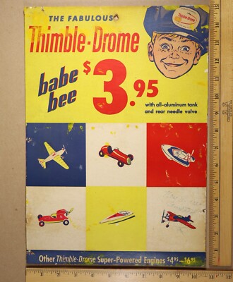 Cox "Fabulous Thimble Drome" babe Bee engines 10x15 cardboard Store Display 1957 | eBay