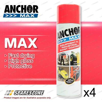 4 Packets of Anchor Max Signal Red R13 Aerosol Paint 400 Gram Fast ...