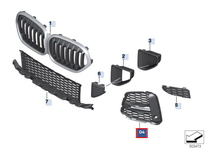 BMW X1 F48 Front Bumper Right Grille 51118075890 8075890 NEW GENUINE | eBay