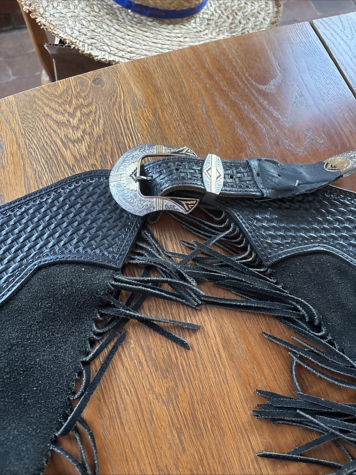 leather chaps Basketweave Top &Buckle In Back,waist 34-41”,upper ...